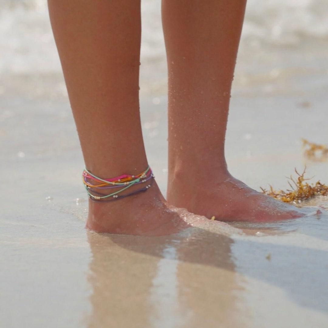 Amelia, Beaded Anklet, Adjustable Anklet, Waterproof - Etsy