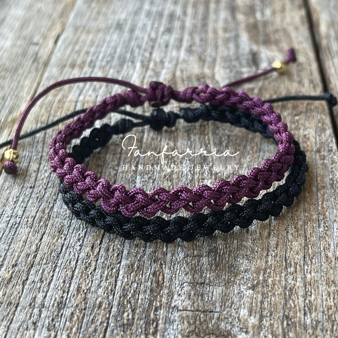 Destin II, His and Hers Bracelets, Black and Wine Burgundy, Couples ...
