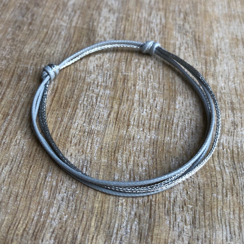 Pinellas Metallic Silver Gray String Anklet Waxed Cord - Etsy