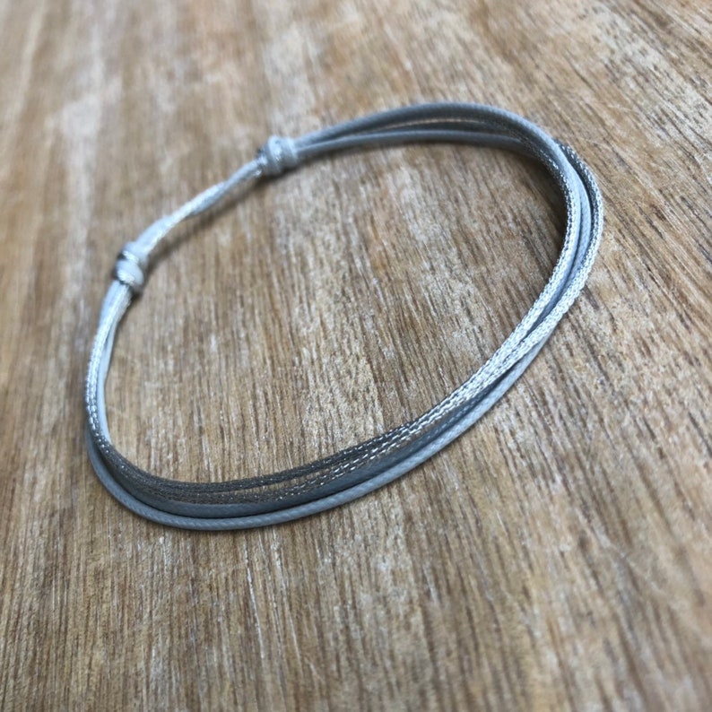 Pinellas Metallic Silver Gray String Anklet Waxed Cord - Etsy