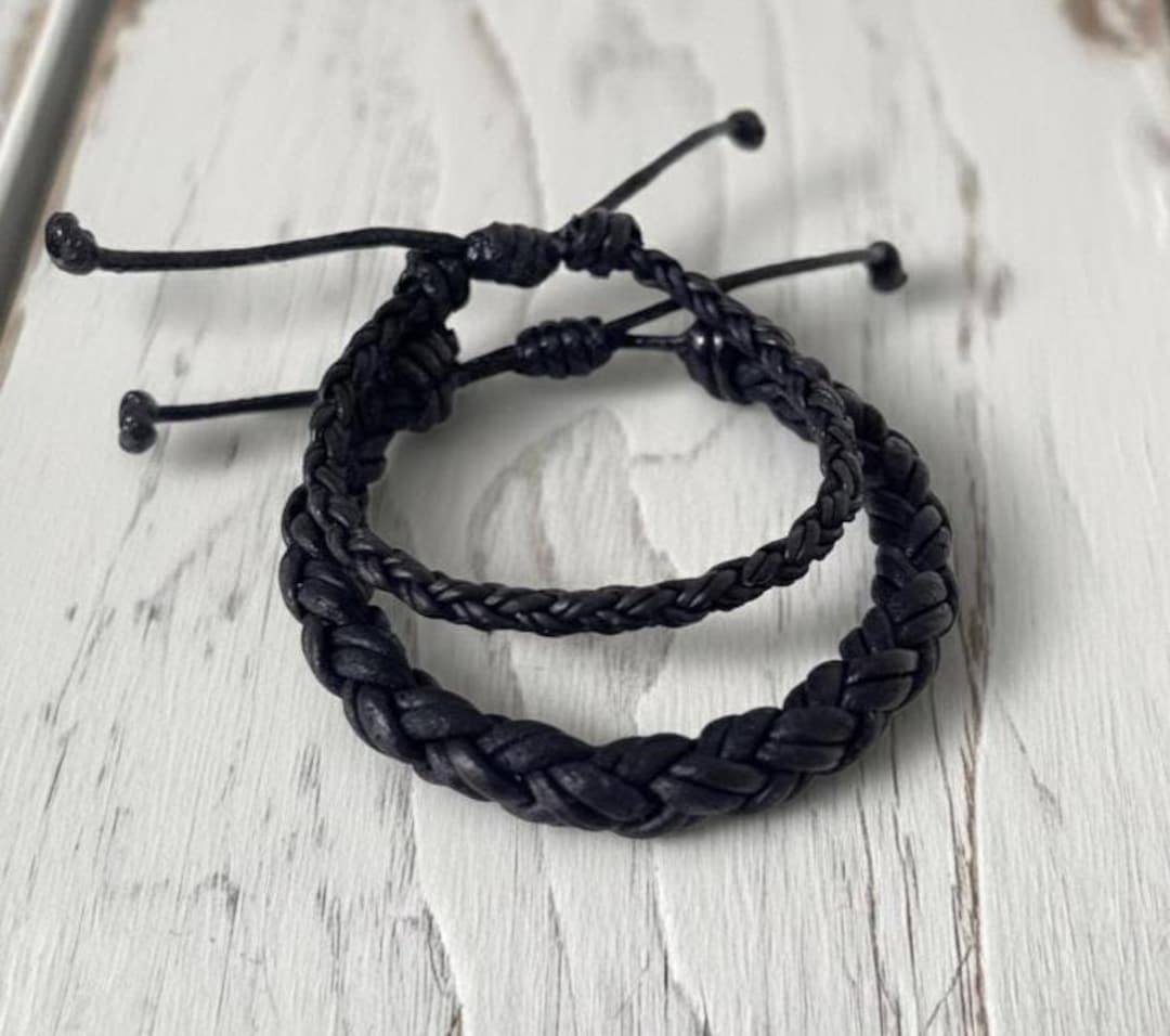 Key West II Black Braided Leather Bracelet, Simple Bracelet, Couple ...