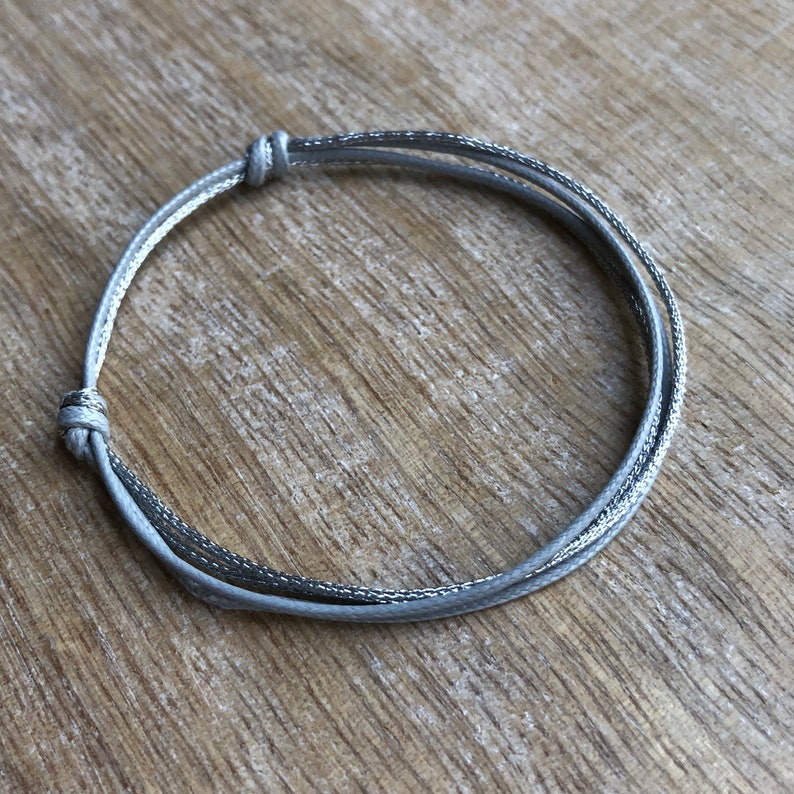 Pinellas Metallic Silver Gray String Anklet Waxed Cord - Etsy