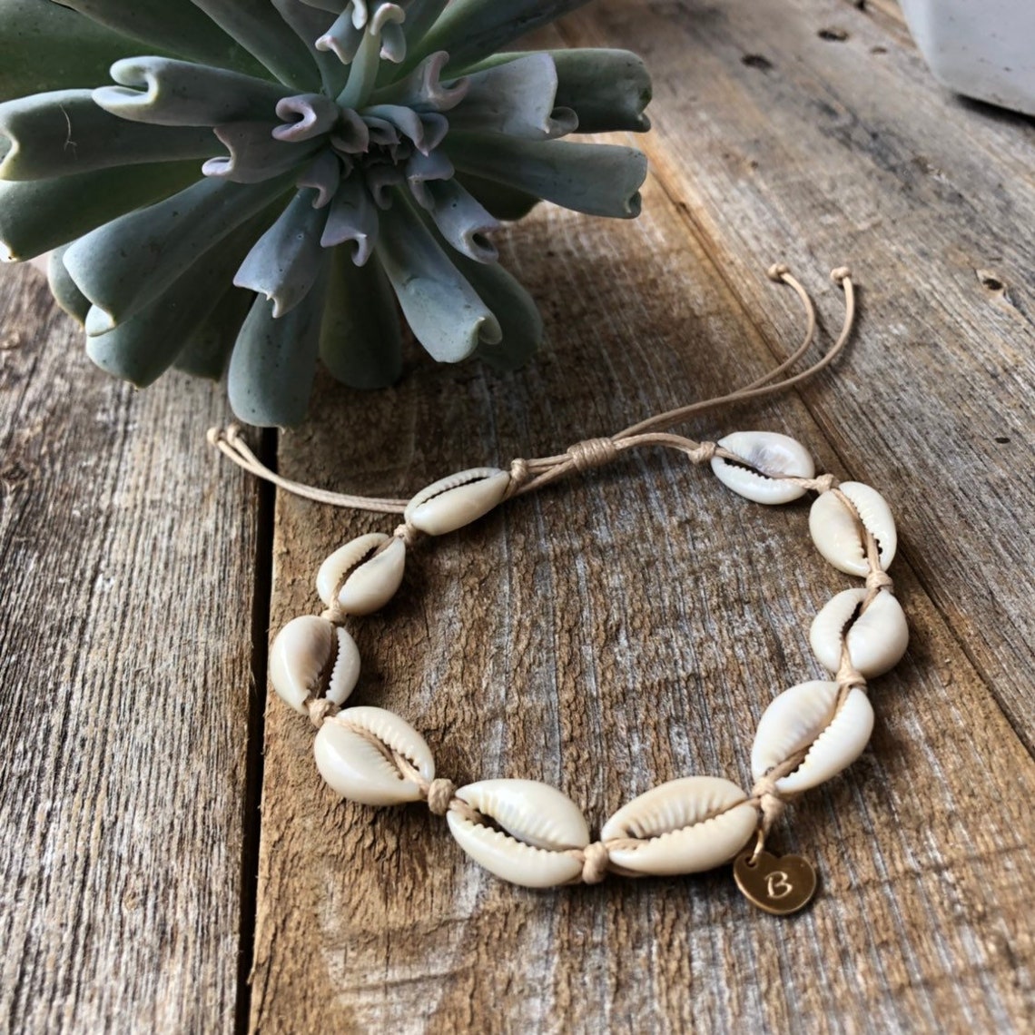 Cowrie Shell Personalized Bracelet Anklet Initial Gold Filled - Etsy