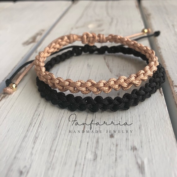 Destin II His and Hers Bracelets Black and Gold Couples | Etsy