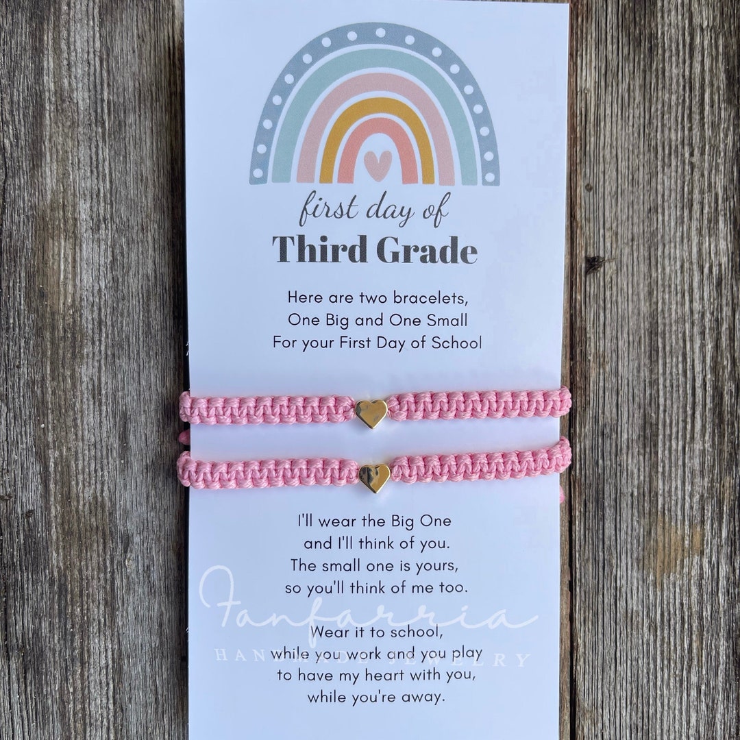 First Day of Third Grade Matching Bracelets, Light Pink Mother and ...