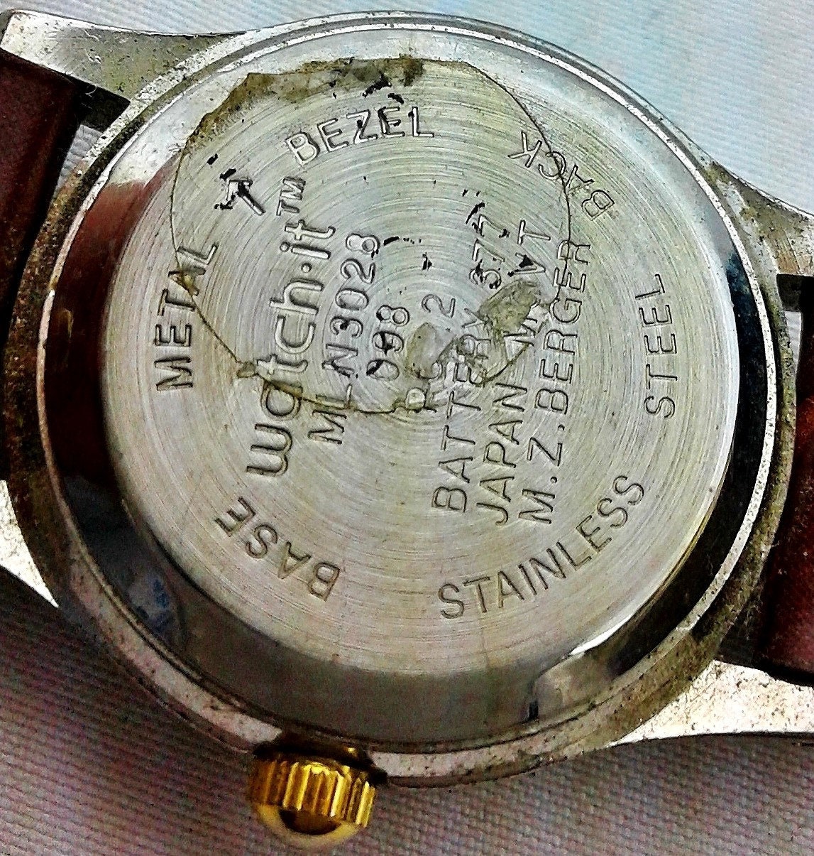 Vintage M Z Berger Watch-it Watch Petite Gator Style Leather Silver ...