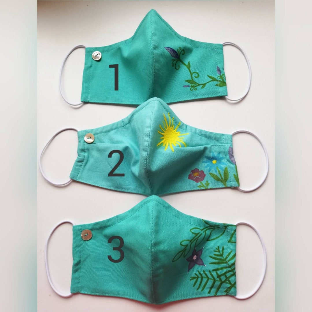 Hand Painted Linen Masks, Linen Mask, Stoffmaske, Washable Mask ...