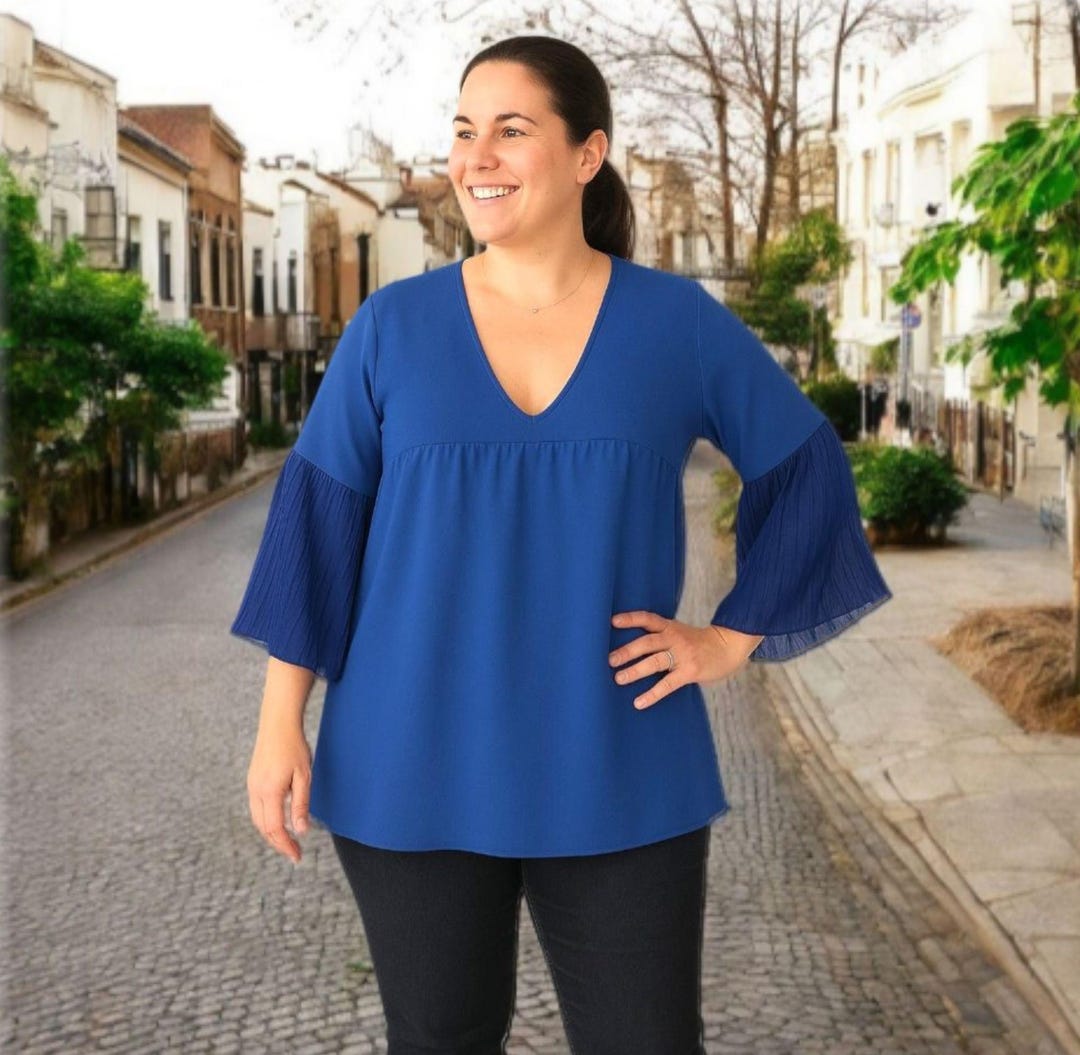 Royal Blue Tunic, Womens Clothing, Plus Size, Blouses - Etsy