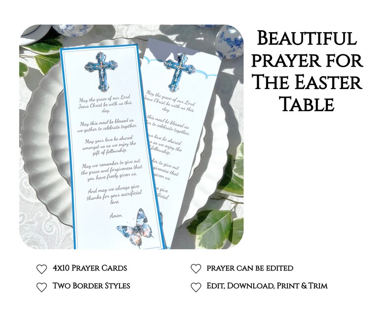 Editable Easter Prayer Card - Fanciful Blue Easter - Etsy