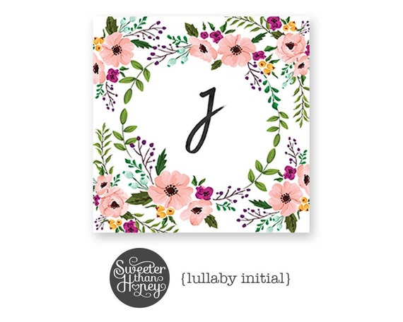 Floral Monogram Printable Initial or Name Print Monogram - Etsy