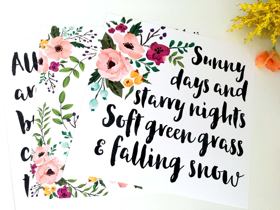 Printable SET - Girl Floral Lullaby Wall Art - Cute Nursery or Girl's ...