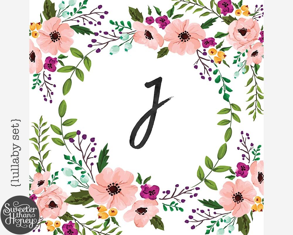 Printable SET - Girl Floral Lullaby Wall Art - Cute Nursery or Girl's ...