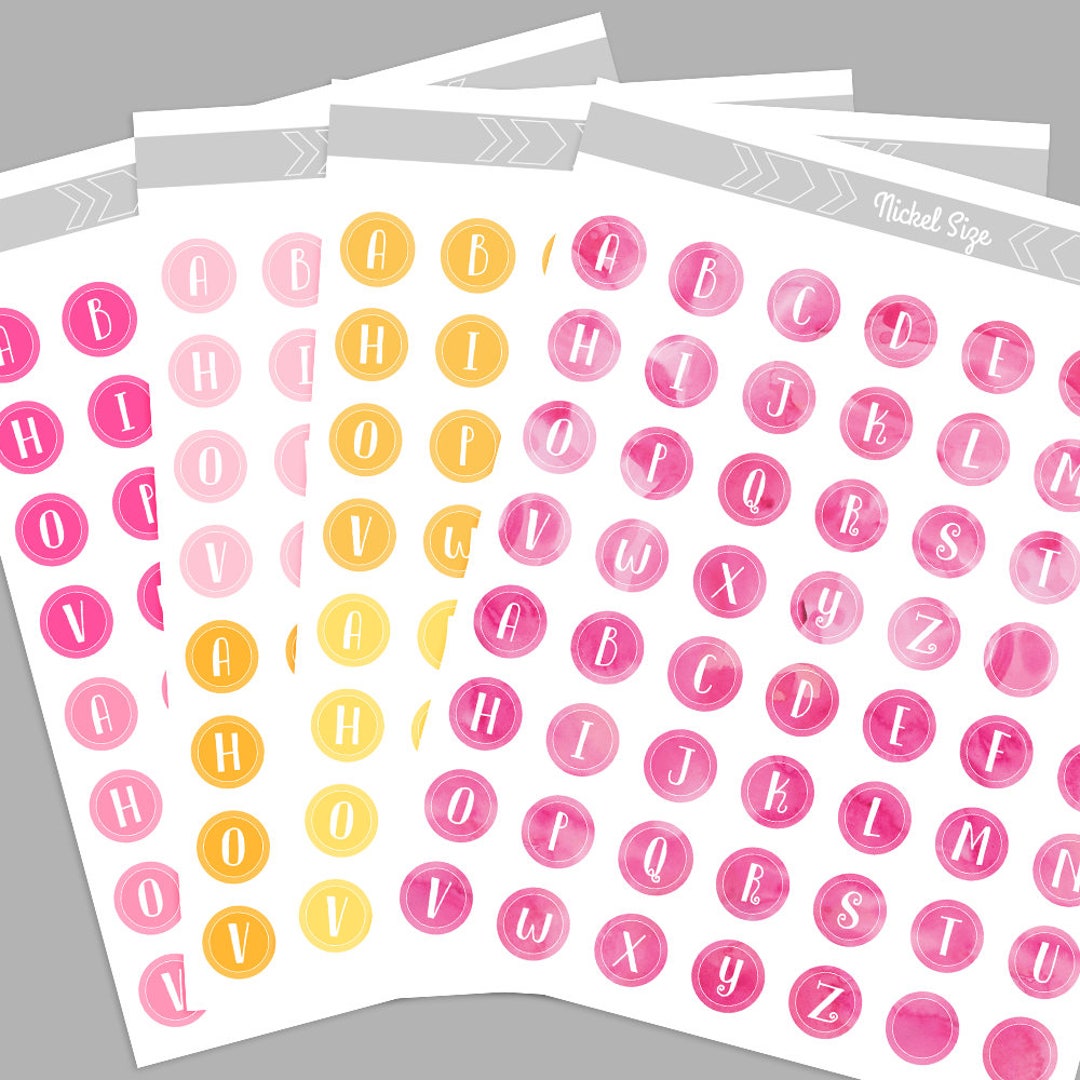 Pink Watercolor Circle Initials Alphabet for Printable Behavior Chart ...