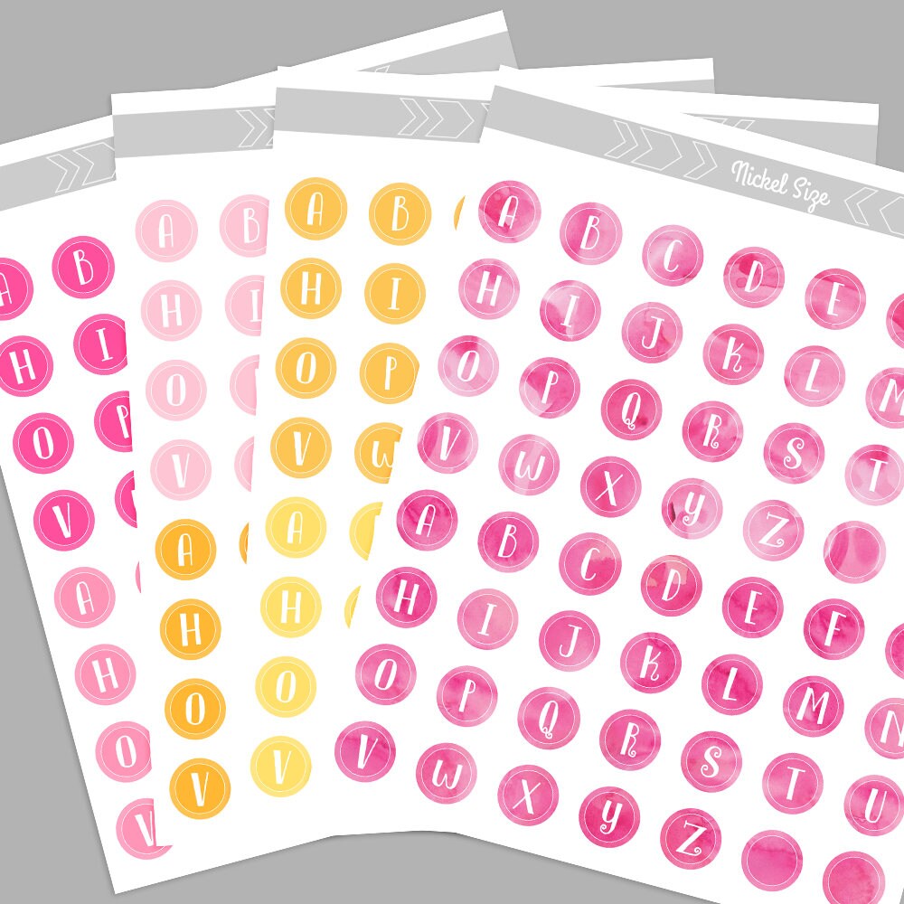 Pink Watercolor Circle Initials Alphabet for Printable Behavior Chart ...