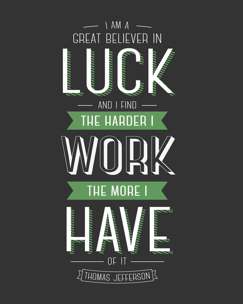 Graduation Gift, Hard Work Luck Printable, Home Office Wall Art ...