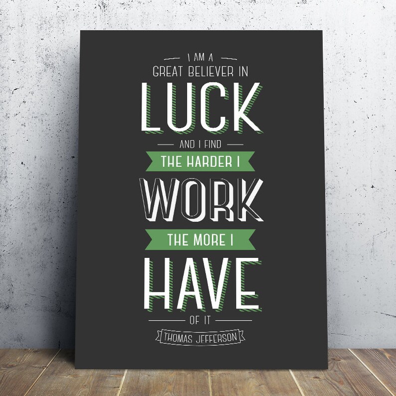 Printable Luck Hard Work Quote - Thomas Jefferson - St. Patrick's Day ...
