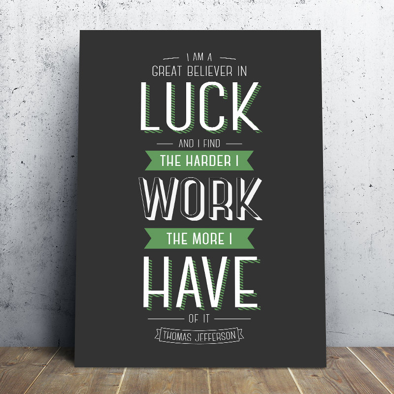 Printable Luck Hard Work Quote - Thomas Jefferson - St. Patrick's Day ...