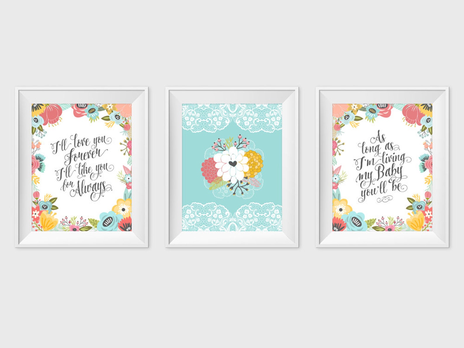 Cute Little Girl Nursery Wall Art Print "as Long as I'm Living My Baby ...