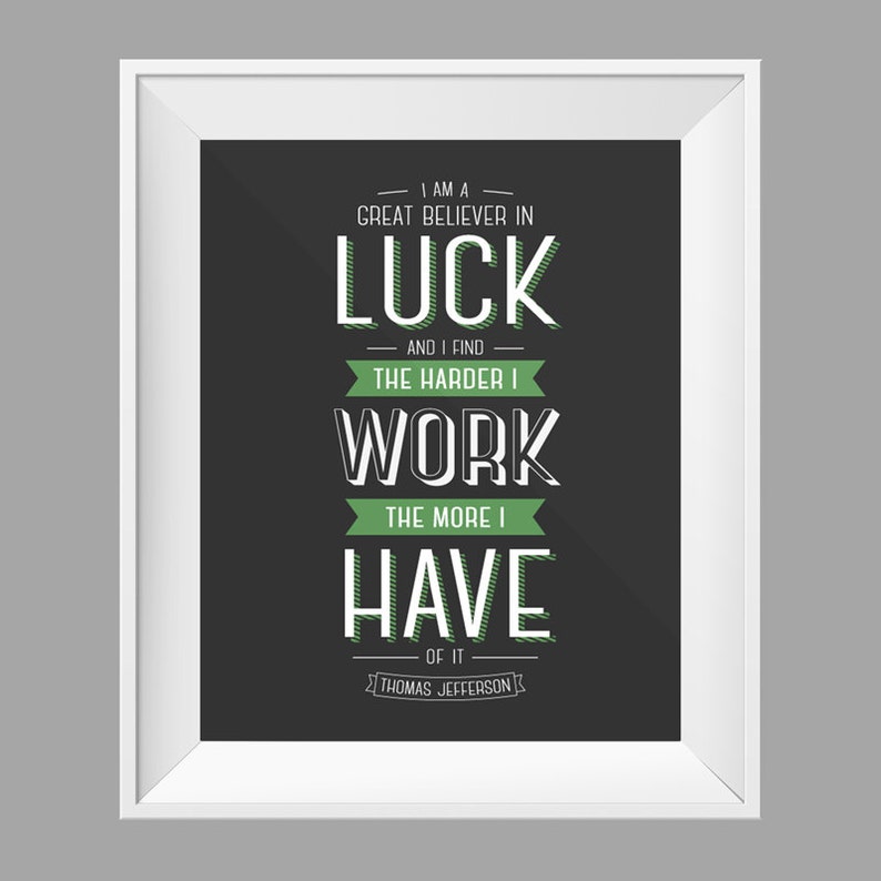 Graduation Gift, Hard Work Luck Printable, Home Office Wall Art ...