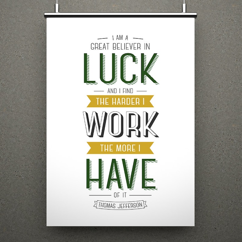 Graduation Gift, Hard Work Luck Printable, Home Office Wall Art ...