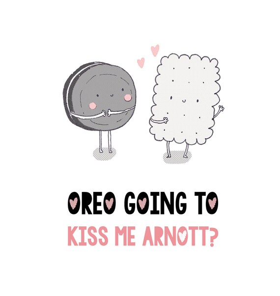 Items similar to Valentine's Day Card - Cute Oreo Biscuit Greeting Card ...