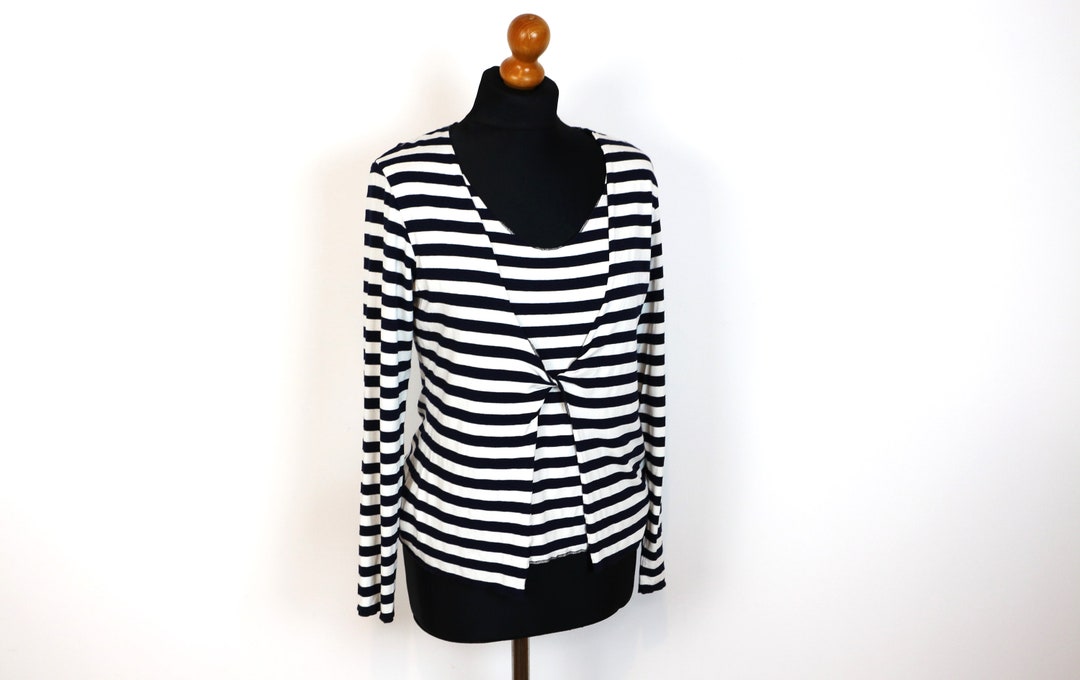 MARIMEKKO Tunic Nautical Top Designer RITVA FALLA Optical Print Black ...