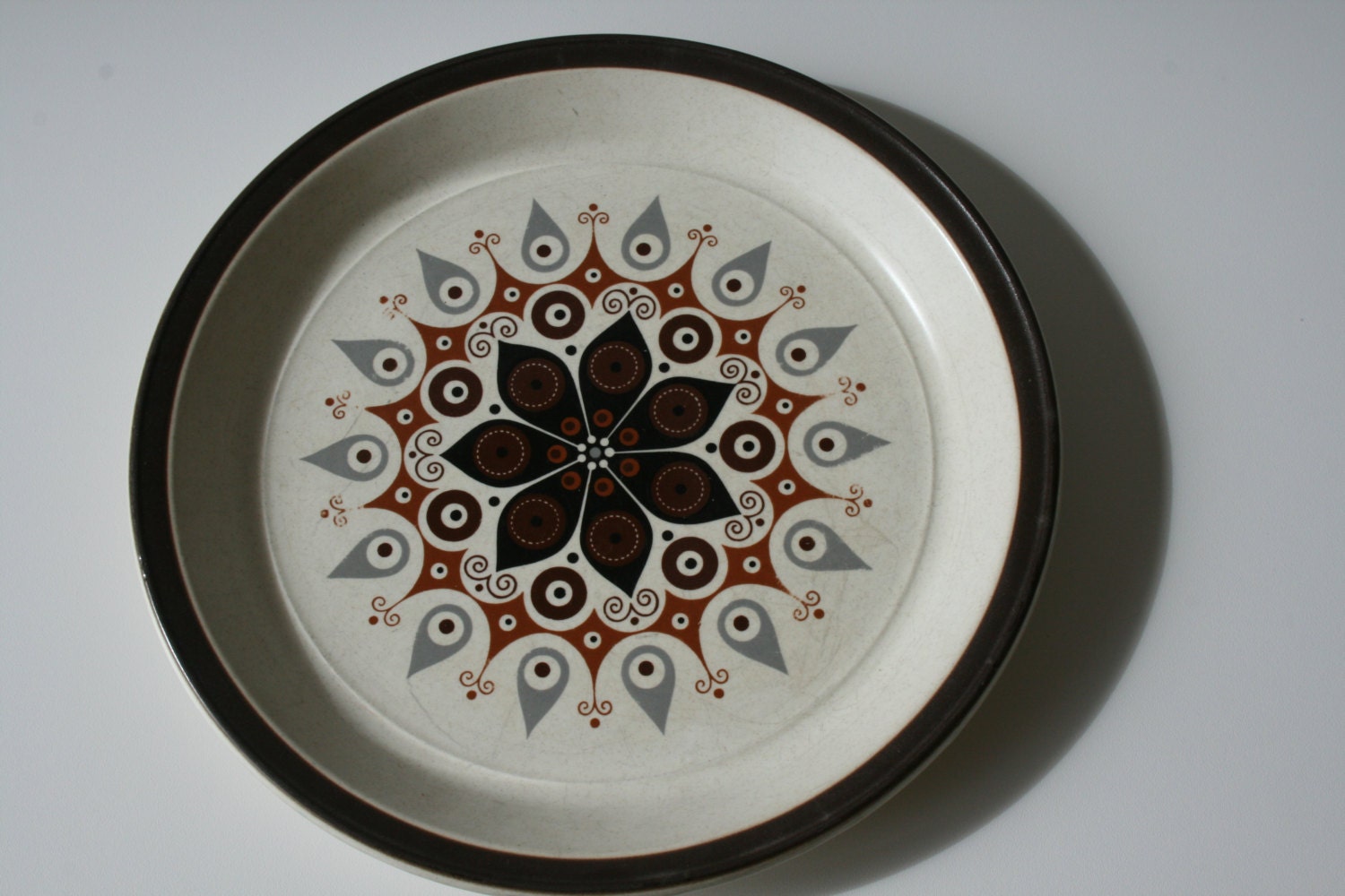 Vintage Doverstone Serving Plate Cream and Brown Staffordshire Pottery ...