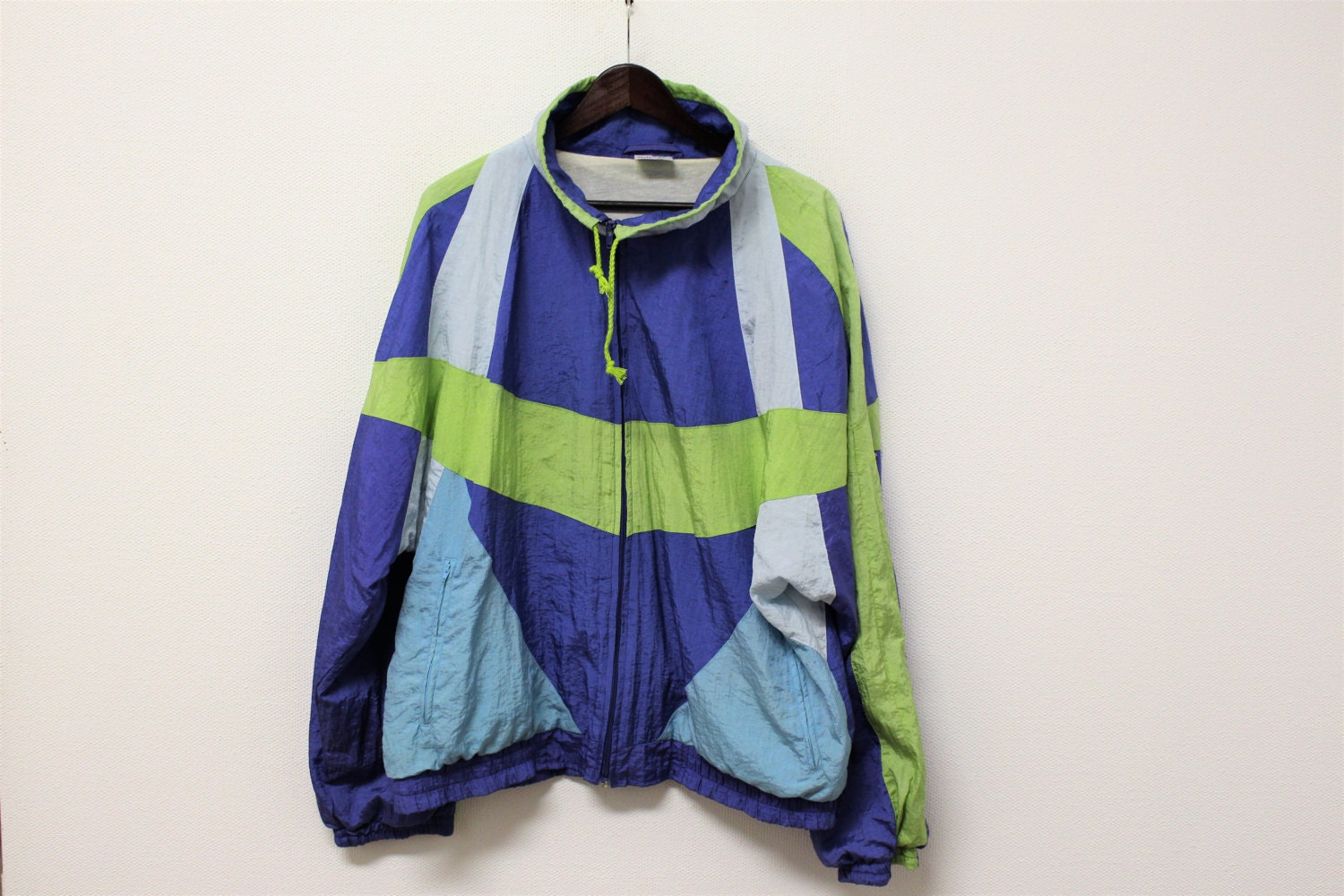 Colorful Windbreaker SHAMP Jacket Vintage 80s 90s Purple Green ...