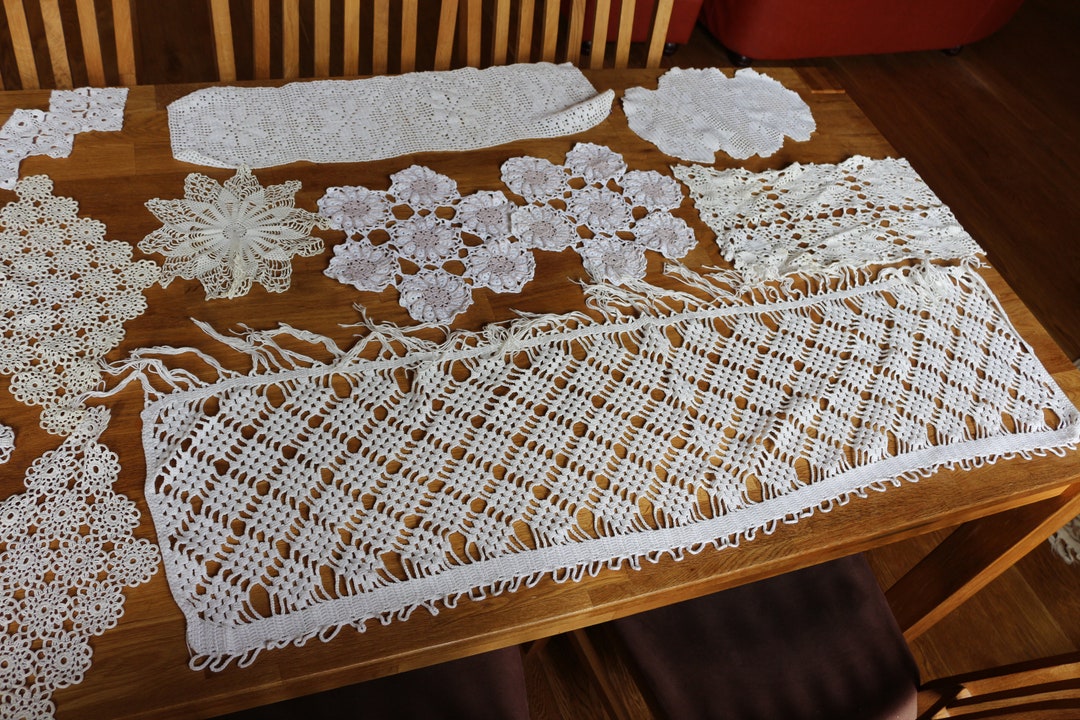 Vintage Swedish Crocheted Pieces, Ivory Crocheted Cotton Home Decors - Etsy