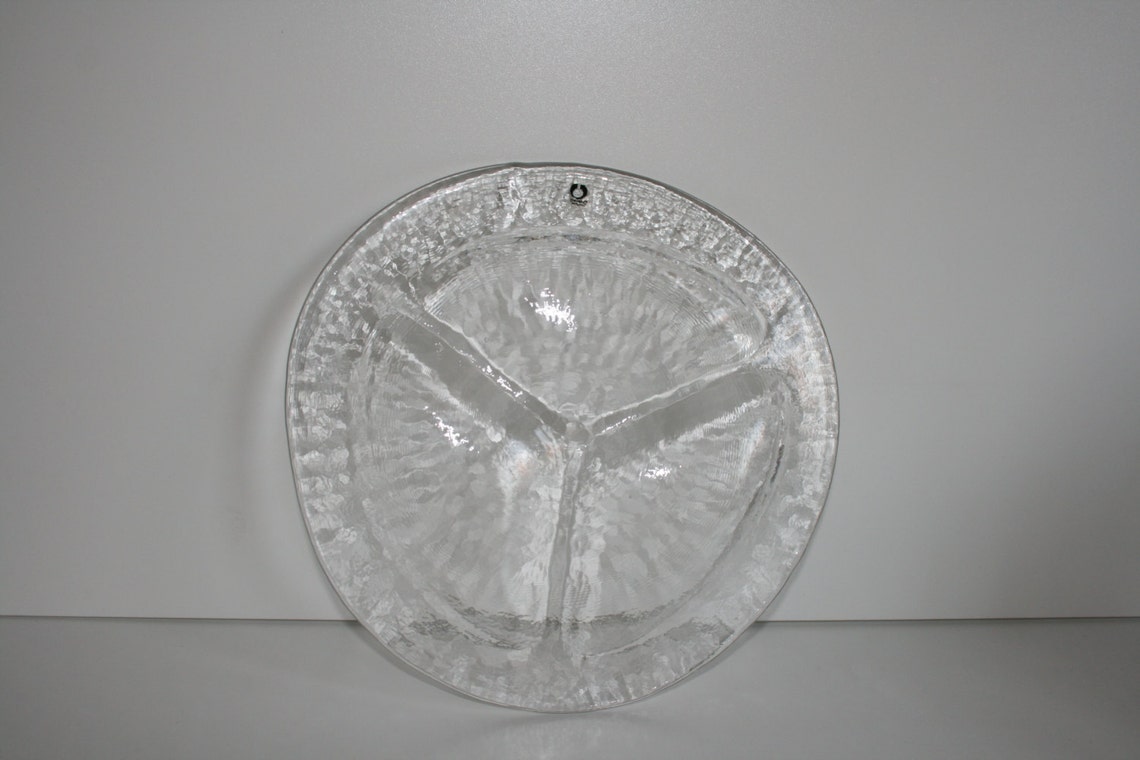 Pukeberg Glass Bowl Swedish Textured Glass Ice Snack Bowl Scandinavian ...