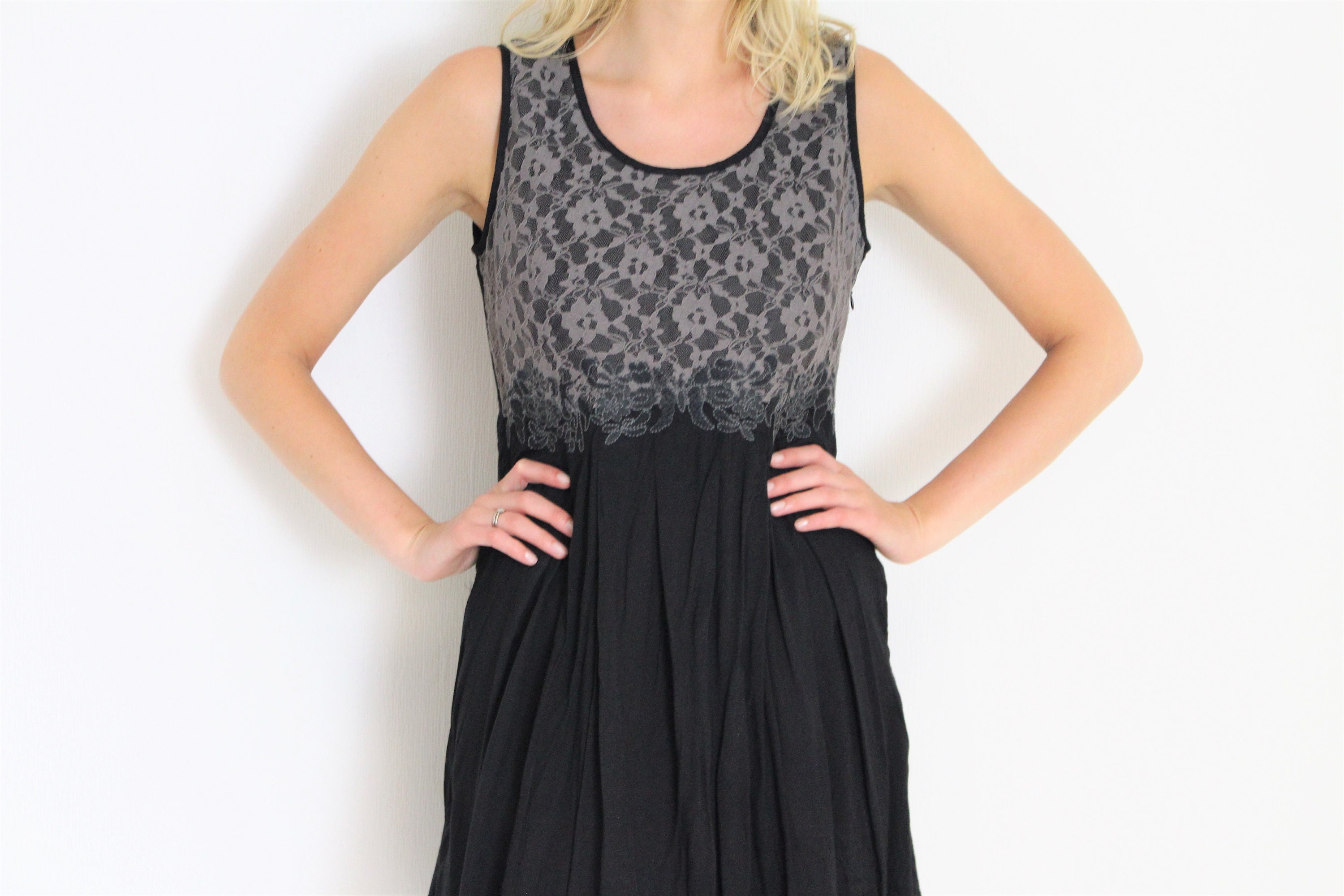 Faith Dress Black Gray Lace Dress Mini Lace Party Dress Medium to Large ...