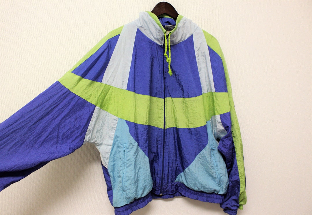 Colorful Windbreaker SHAMP Jacket Vintage 80s 90s Purple Green ...