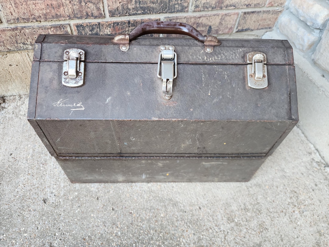 Vintage Metal Kennedy Tool Chest, Large Metal Vintage Tool Box, Fold ...