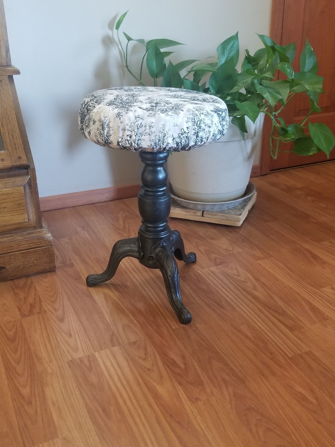 Vintage French Stool, French Decor Stool, Vintage Stool, Upholstered ...