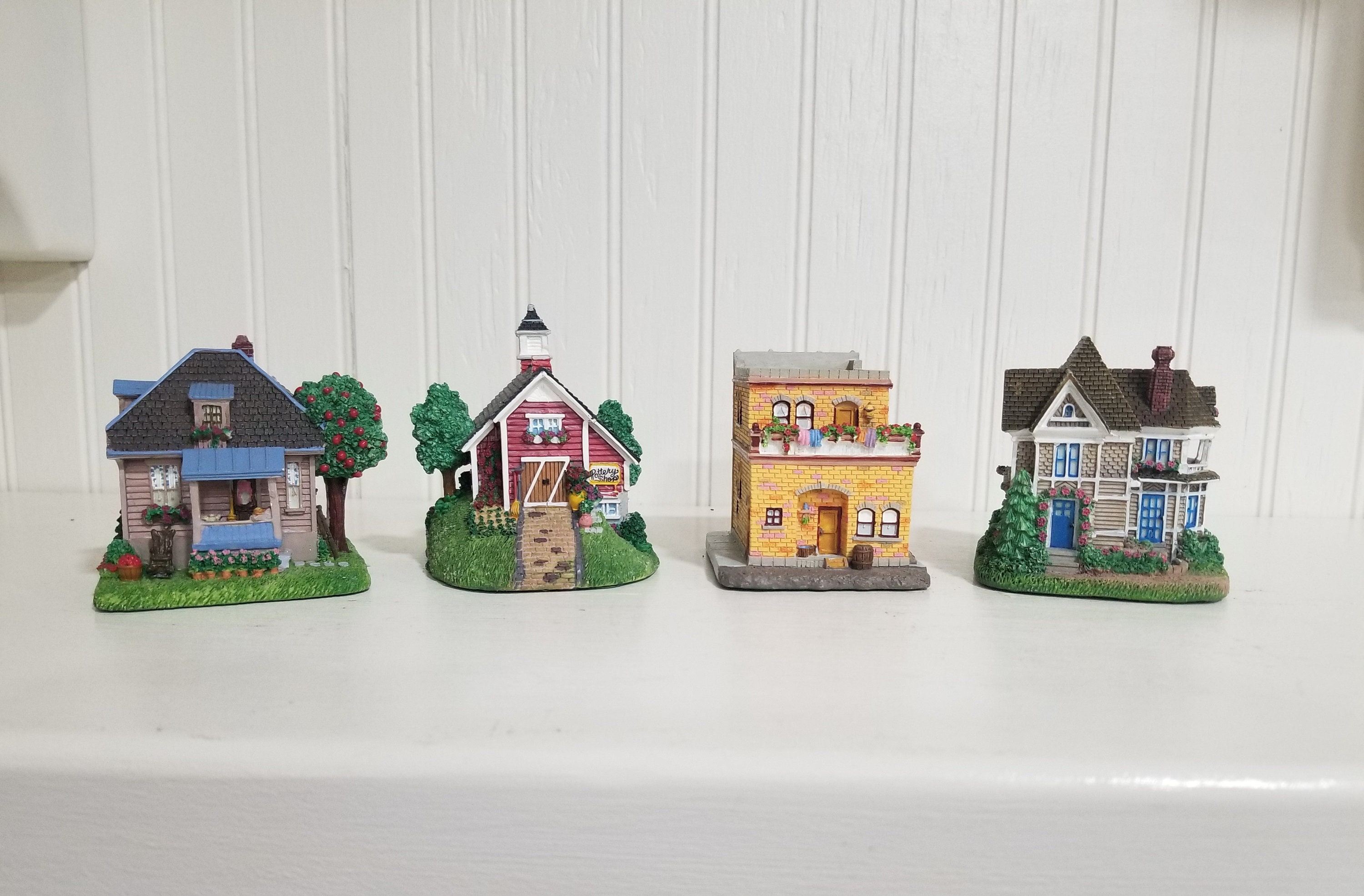 Eight Miniature Resin Victorian Houses, Liberty Falls Town Set, Resin ...