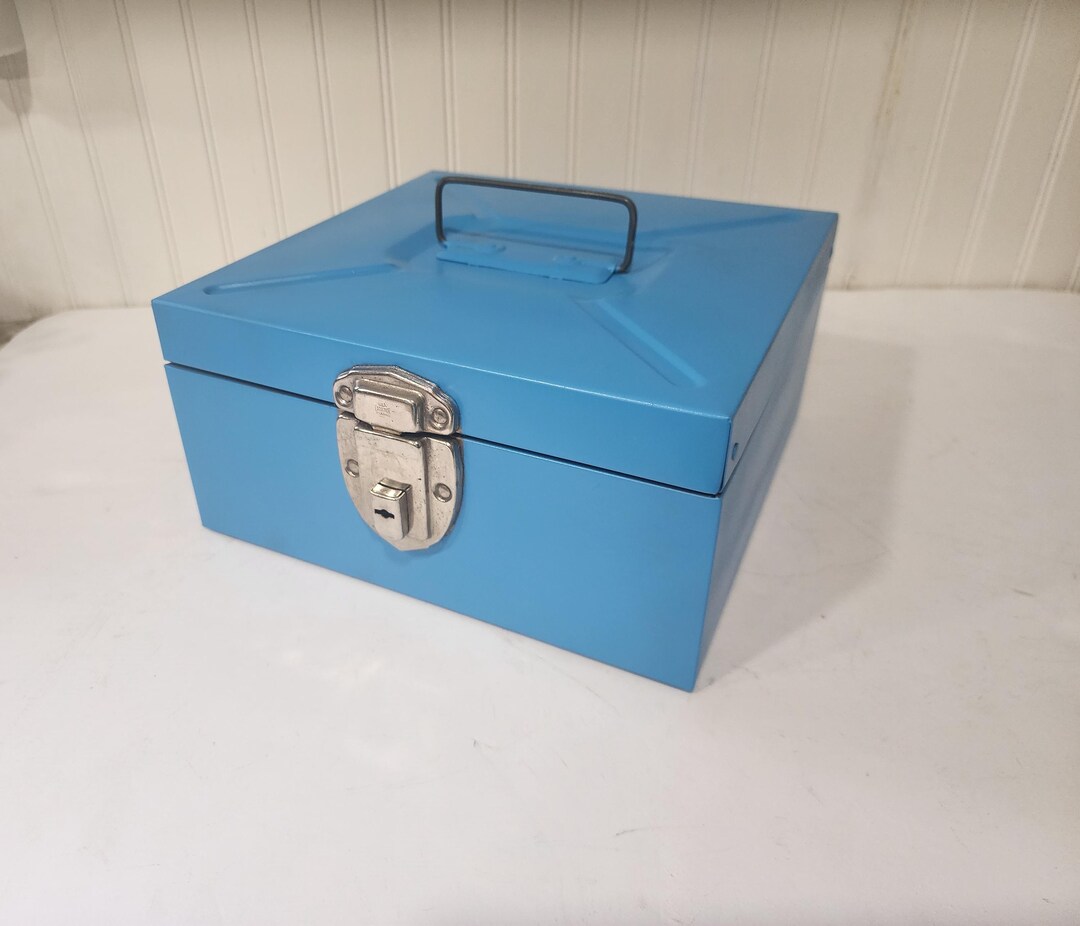 Deep Sky Blue Metal Vintage Storage Box , Important Documents, Mail ...