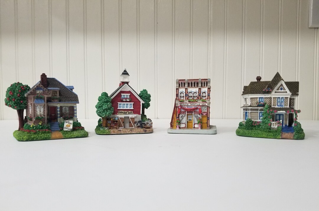 Eight Miniature Resin Victorian Houses, Liberty Falls Town Set, Resin ...