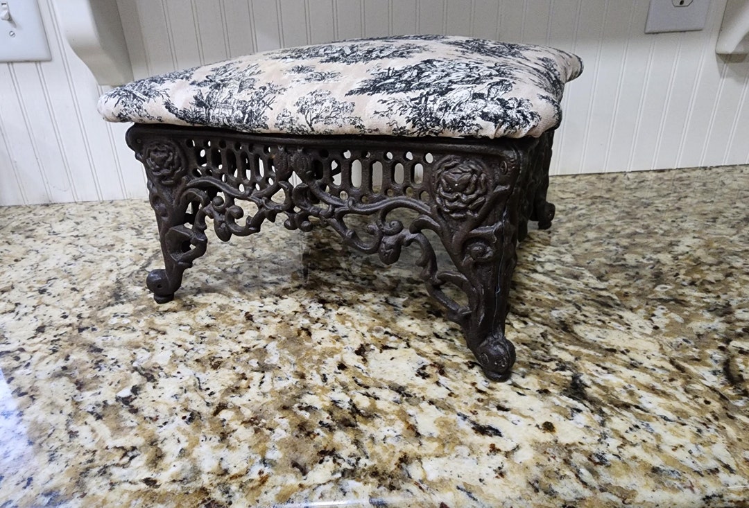 Vintage French Stool, French Decor Stool, Vintage Stool, Upholstered ...