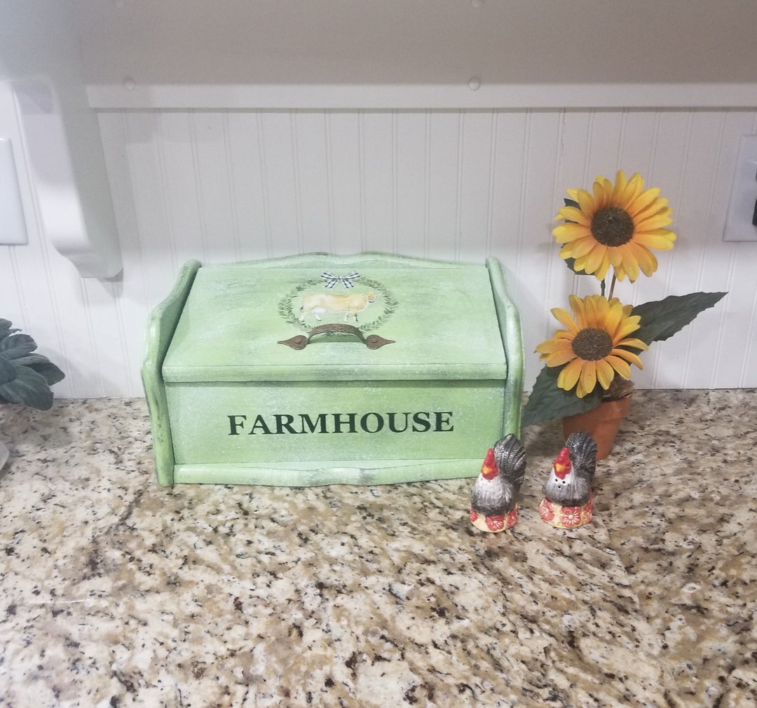 Unique Bread Box Cabinet, Kitchen Storage Cabinet, Green Apple Cabinet ...