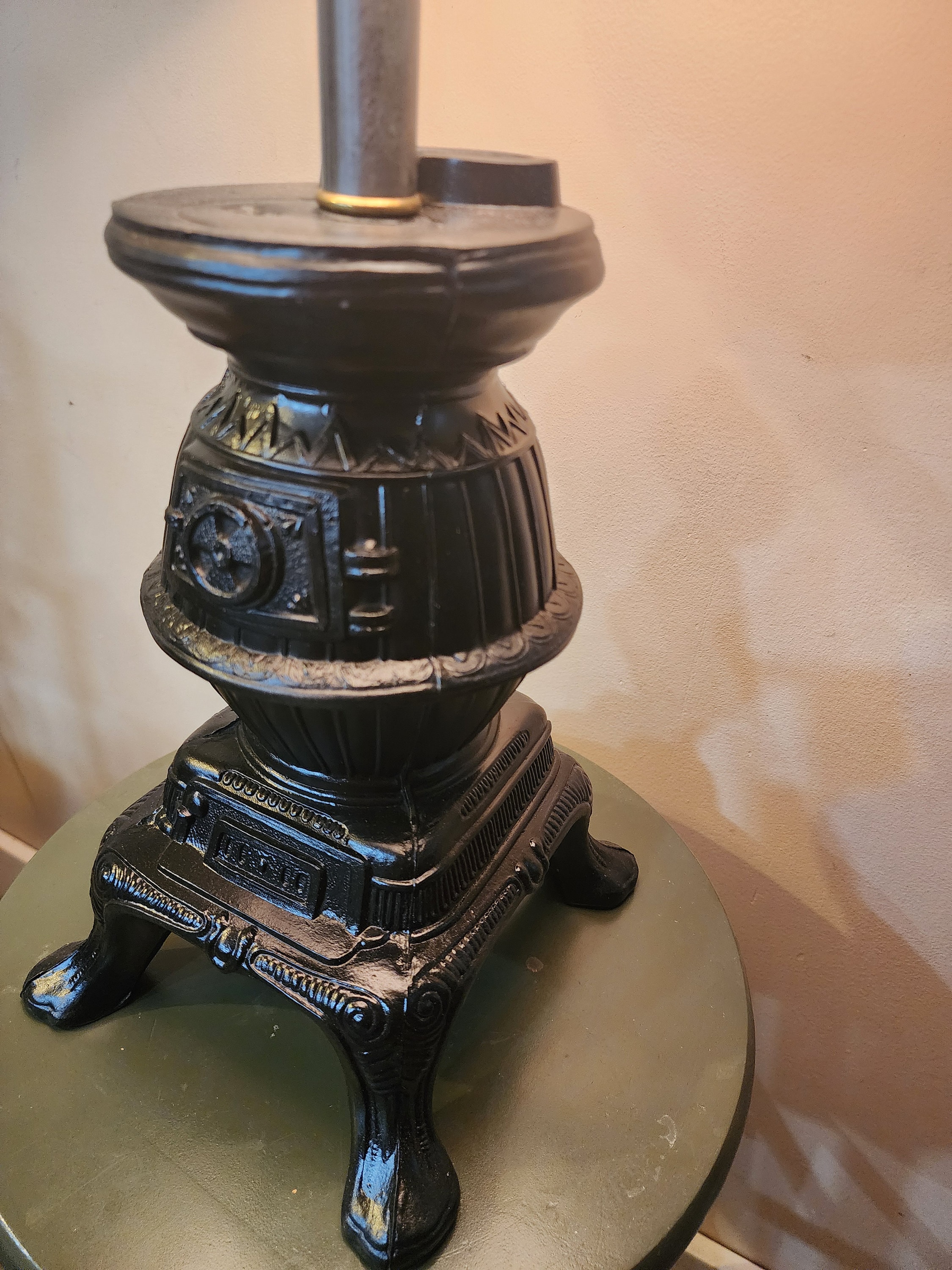 Antique Stove Lamp, Cast Aluminum Stove Lamp, Reading Lamp, Wood Cook ...