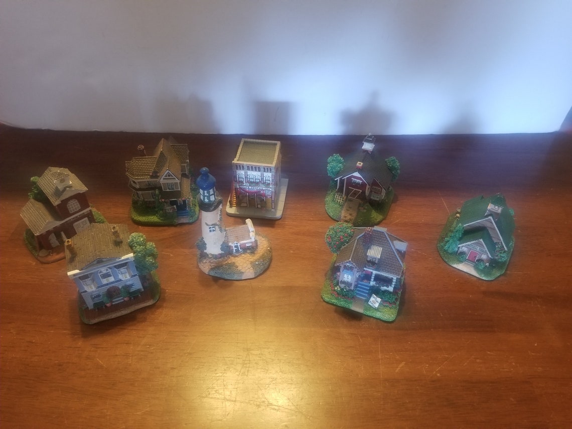 Eight Miniature Resin Victorian Houses, Liberty Falls Town Set, Resin ...