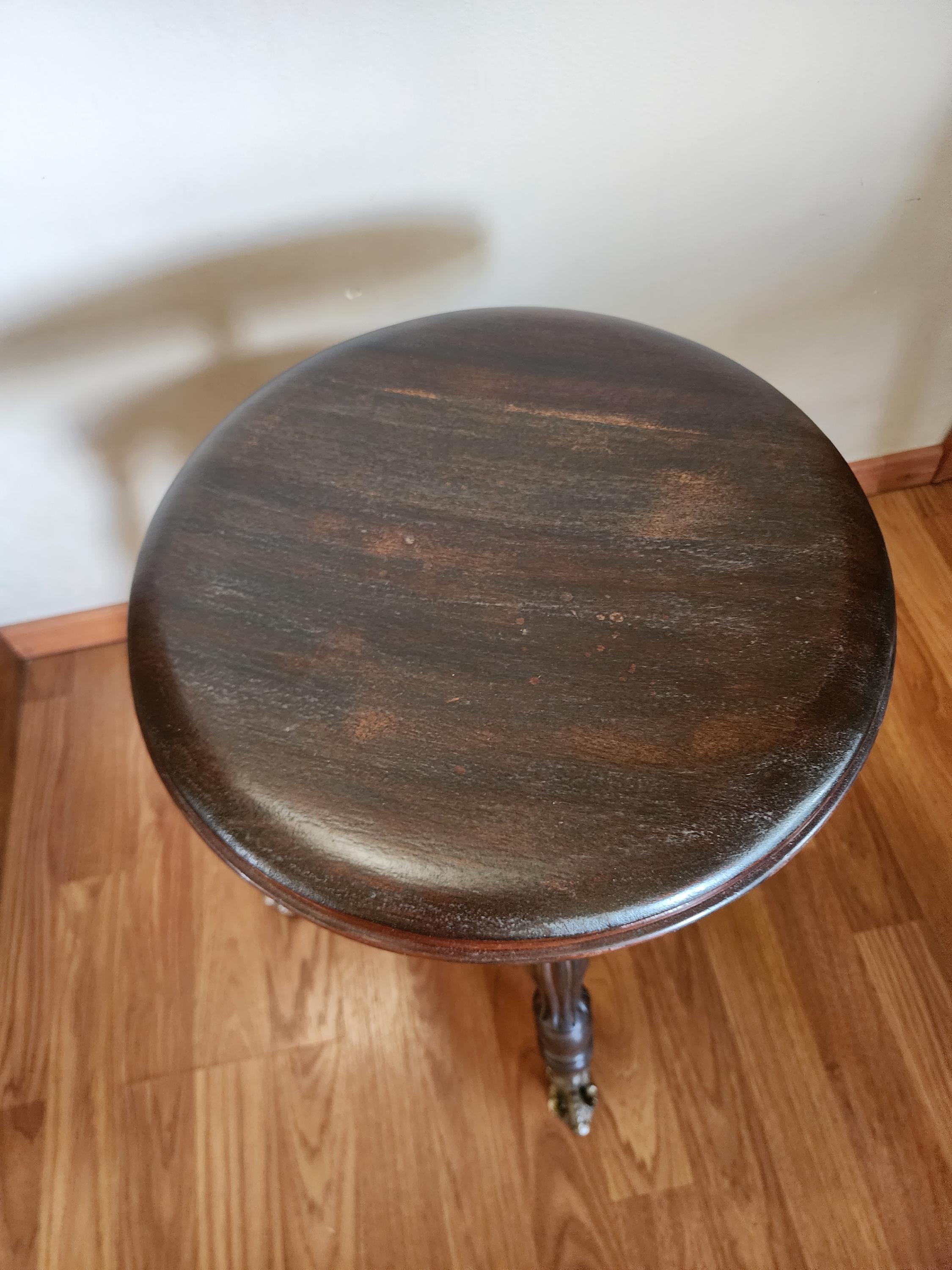 Vintage Piano Stool, Solid Wood Stool, Antique Round Piano Stool, Ball ...