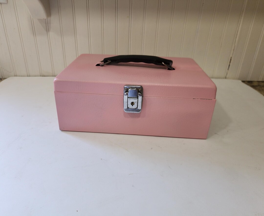 Muted Pink Metal Vintage Storage Box , Important Documents, Mail ...