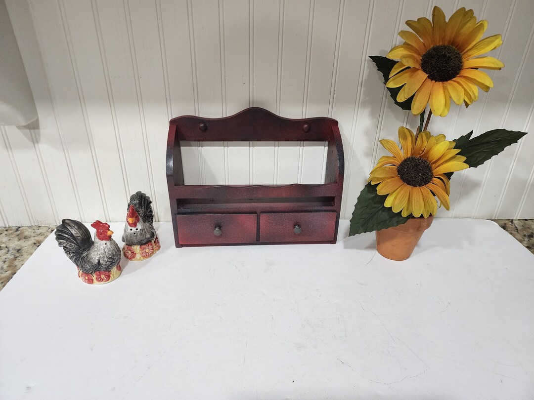 Vintage Red Pepper Small Spice Rack, Wall Hanging or Counter Top/shelf ...