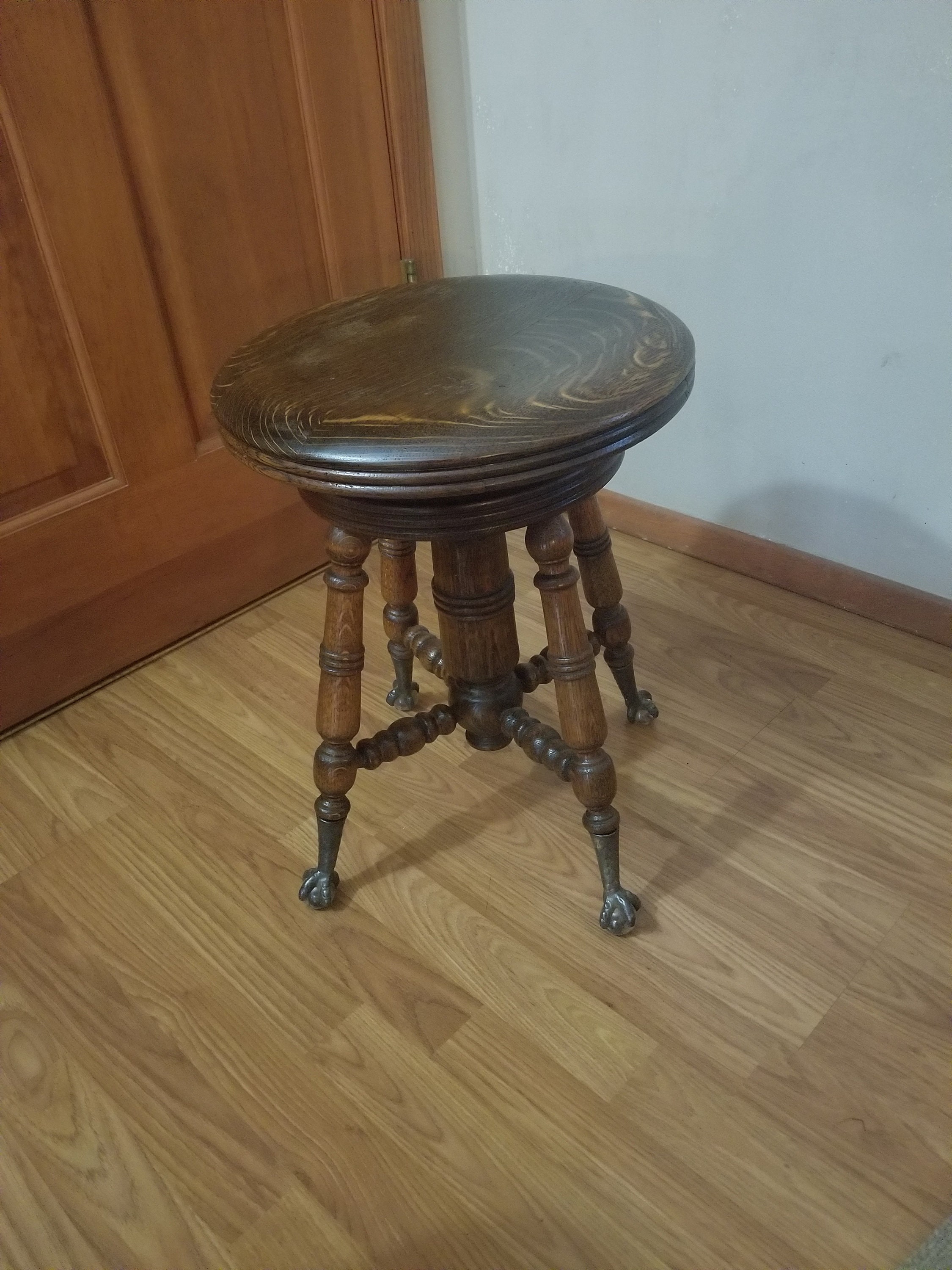Vintage Piano Stool Solid Wood Stool Antique Round Piano - Etsy