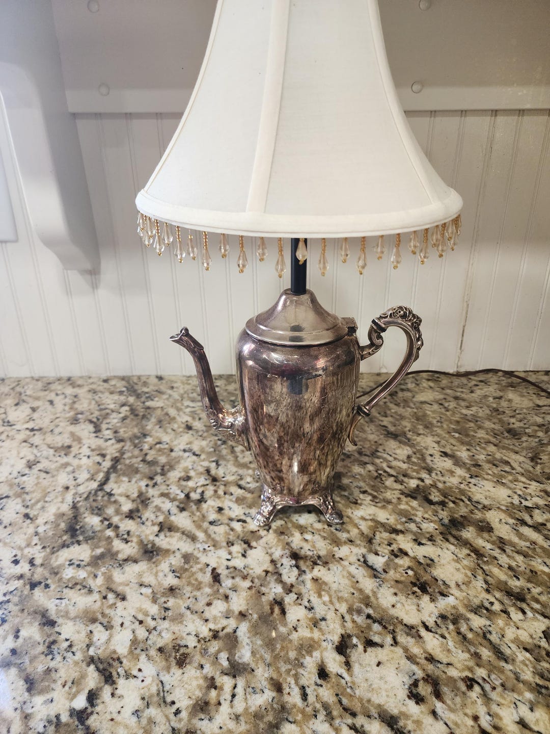 Re-purposed Silver Tea Kettle Coffee Pot Lamp #1, Table Lamp, Reading ...