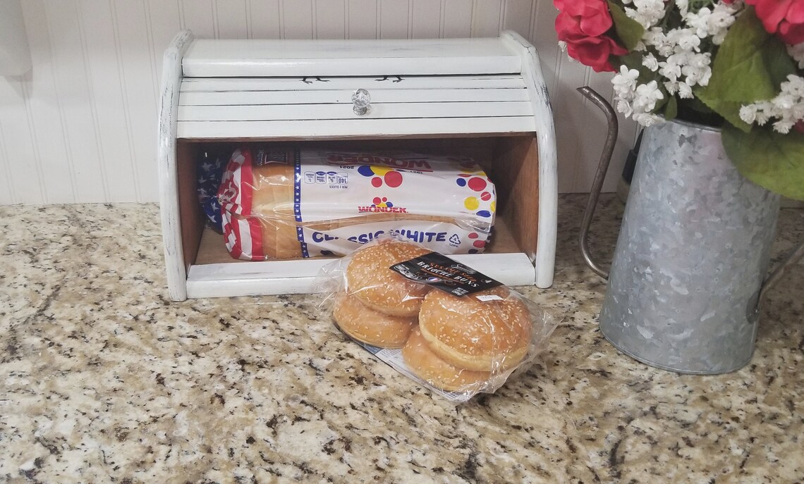White Wooden Bread Box Farmhouse Charm. Country Cabinet - Etsy
