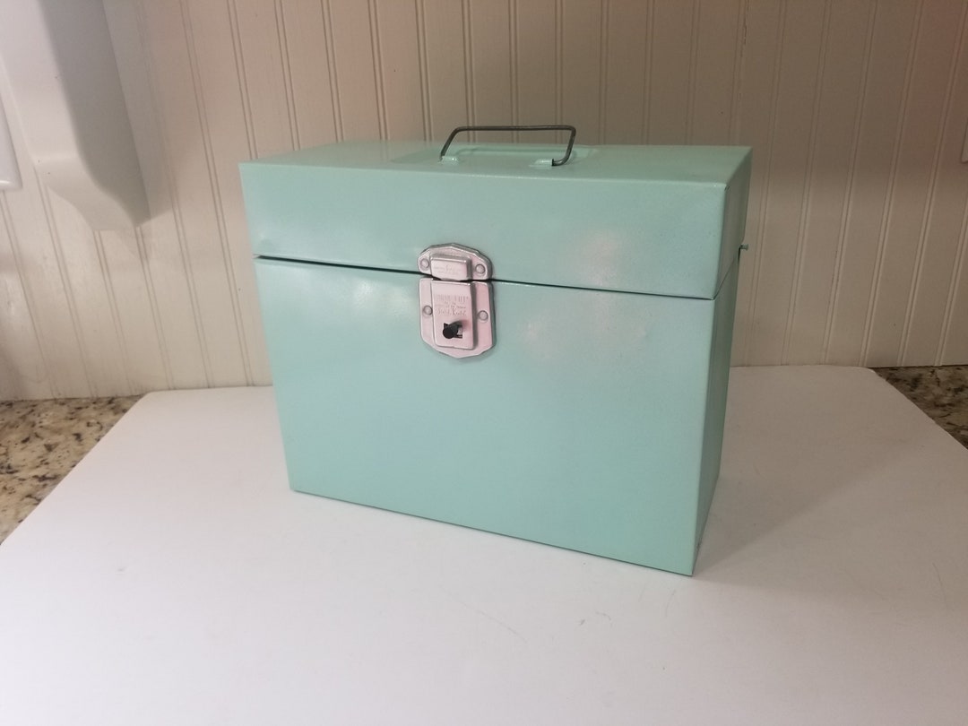 Blue Ocean Mist Metal Vintage Storage Box , Important Documents, Mail ...