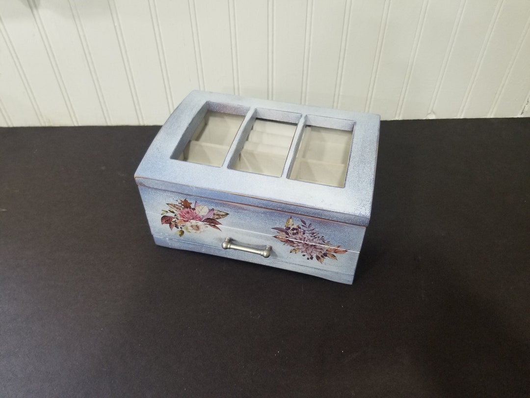 Vintage Muted Periwinkle Blue Jewelry Box, French Country Cottage ...