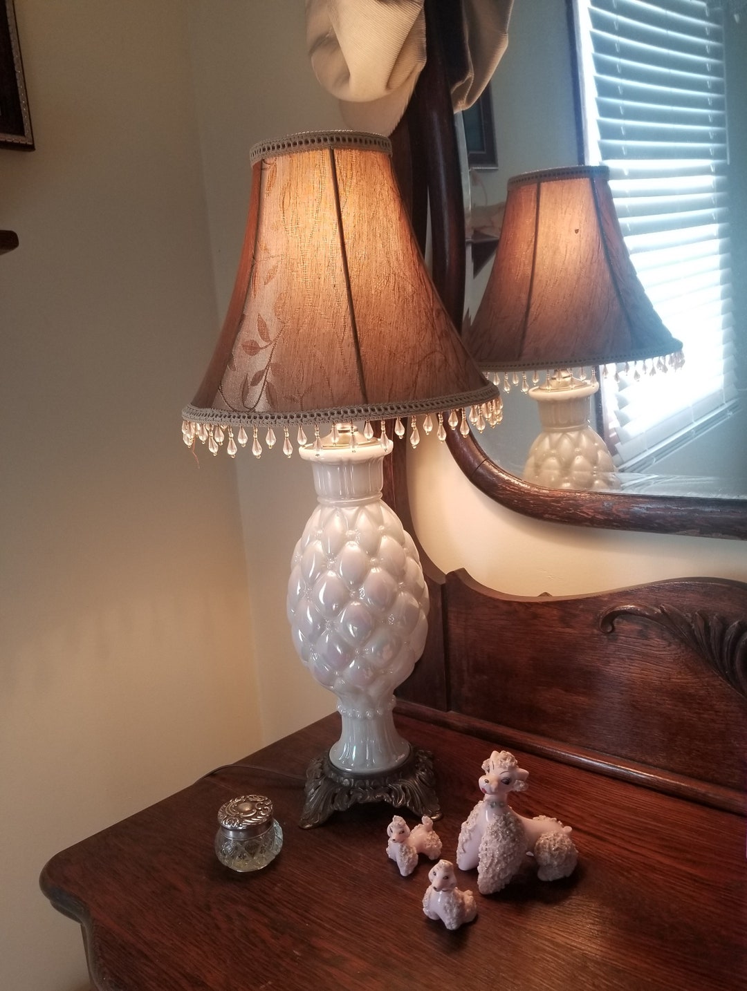 Table Lamp, Victorian Lamp, Night Light Lamp, Vintage Table Lamp, Hurricane Lamp, Night Stand ...